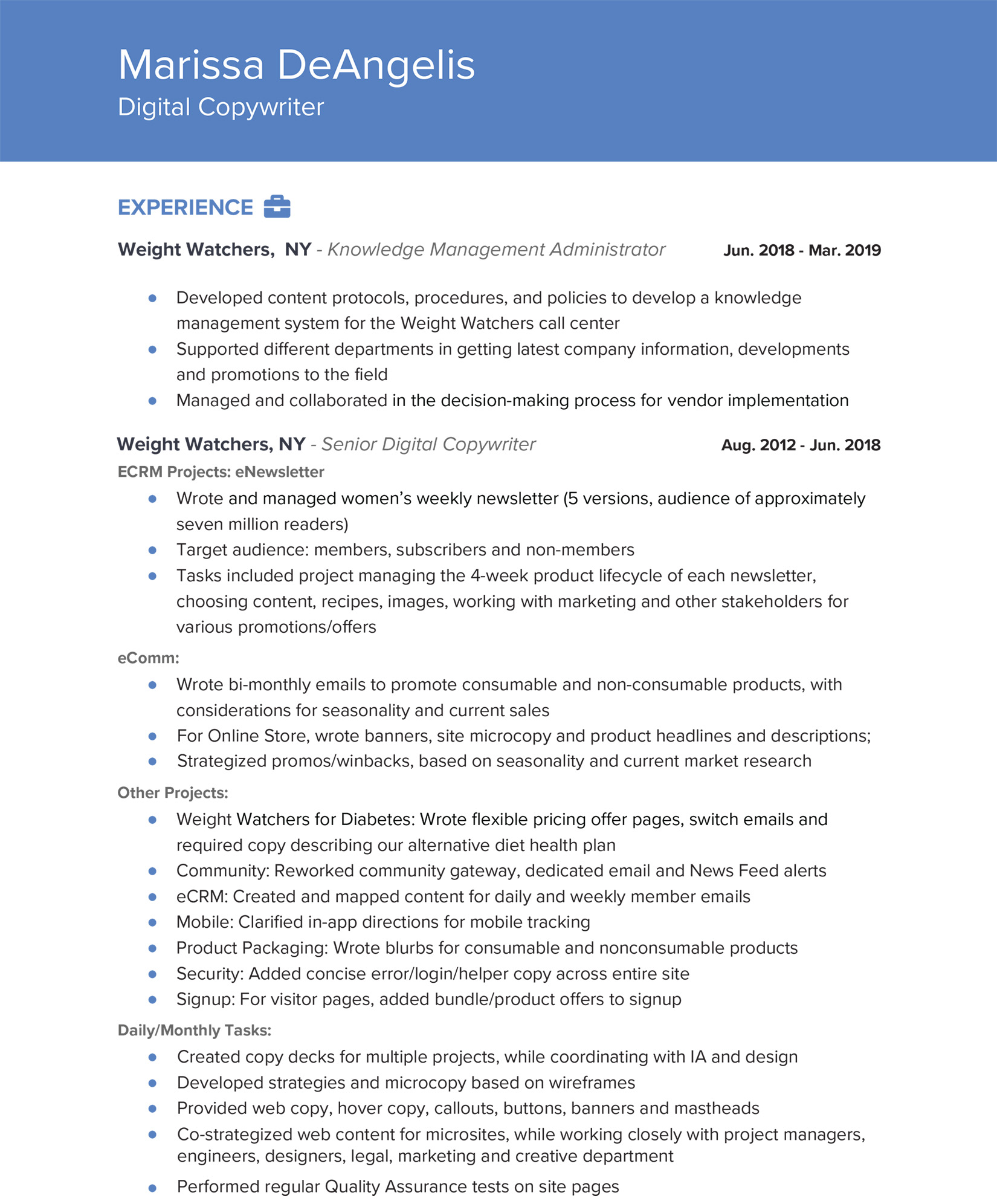 Resume – Marissa DeAngelis Portfolio